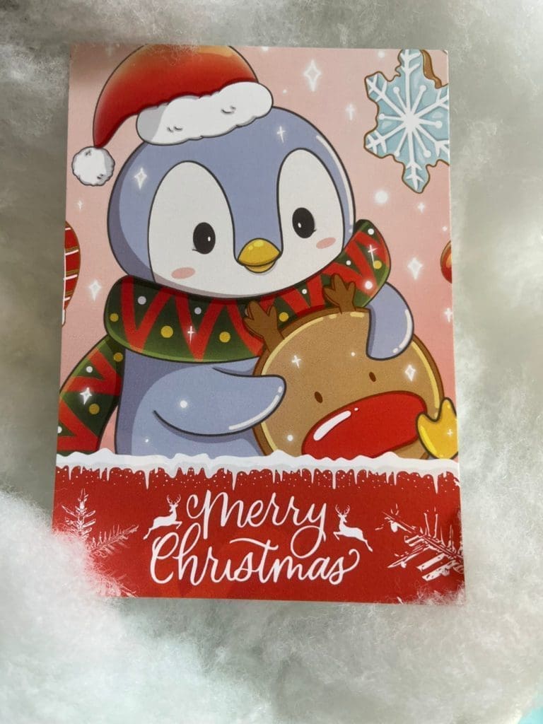 Merry Christmas Postkarte Pingu und sein Lebkuchen – PichuMoonArt